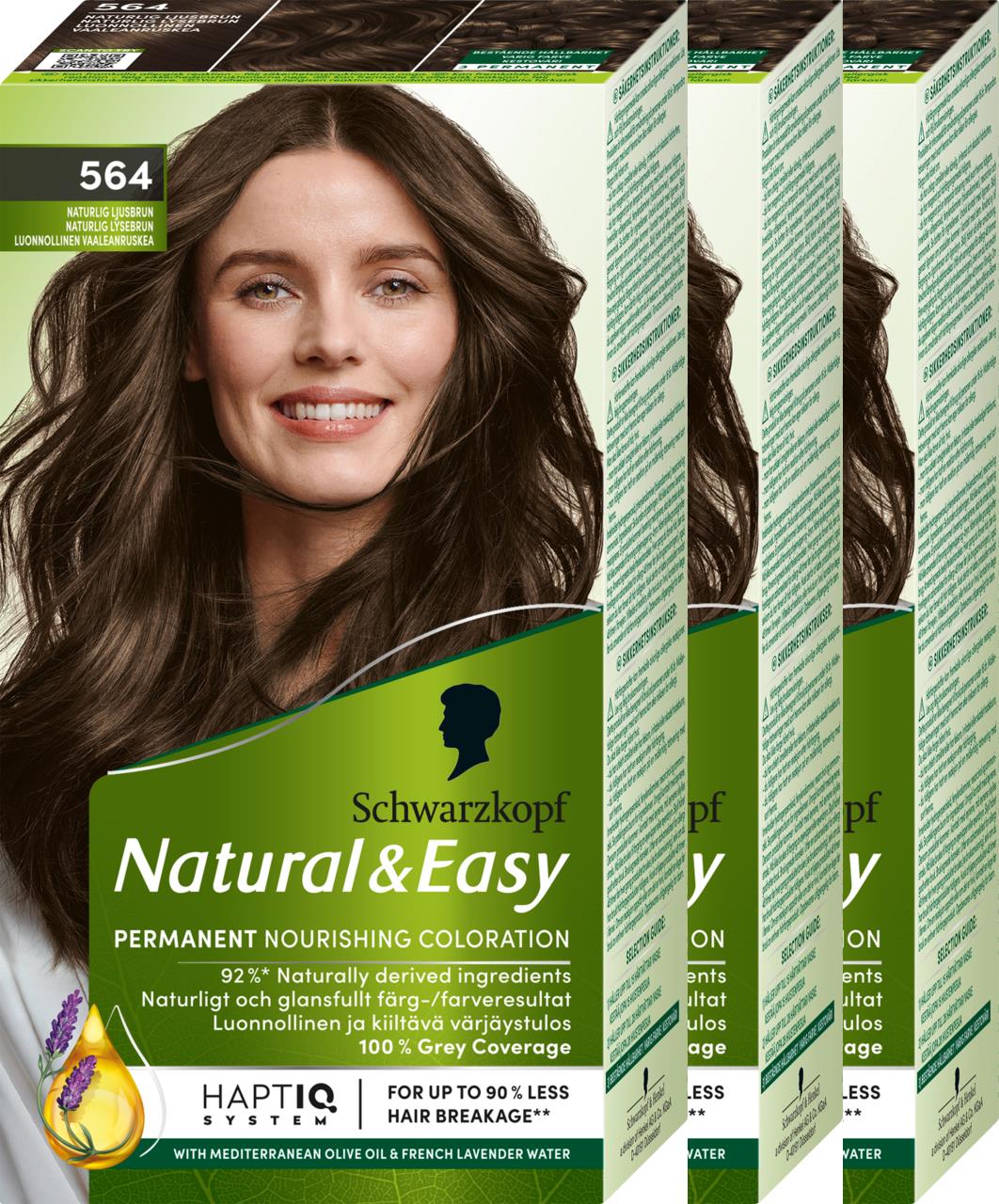 Schwarzkopf Natural&Easy 564 Naturlig Ljusbrun 3-pack | lyko.com