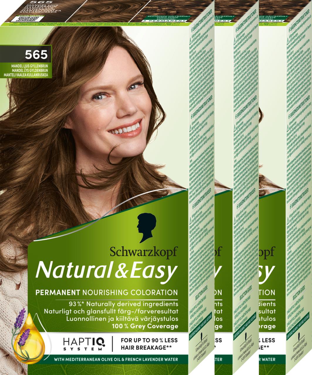 Schwarzkopf Natural&Easy 565 Mandel Ljus Gyllenbrun 3-pack | lyko.com