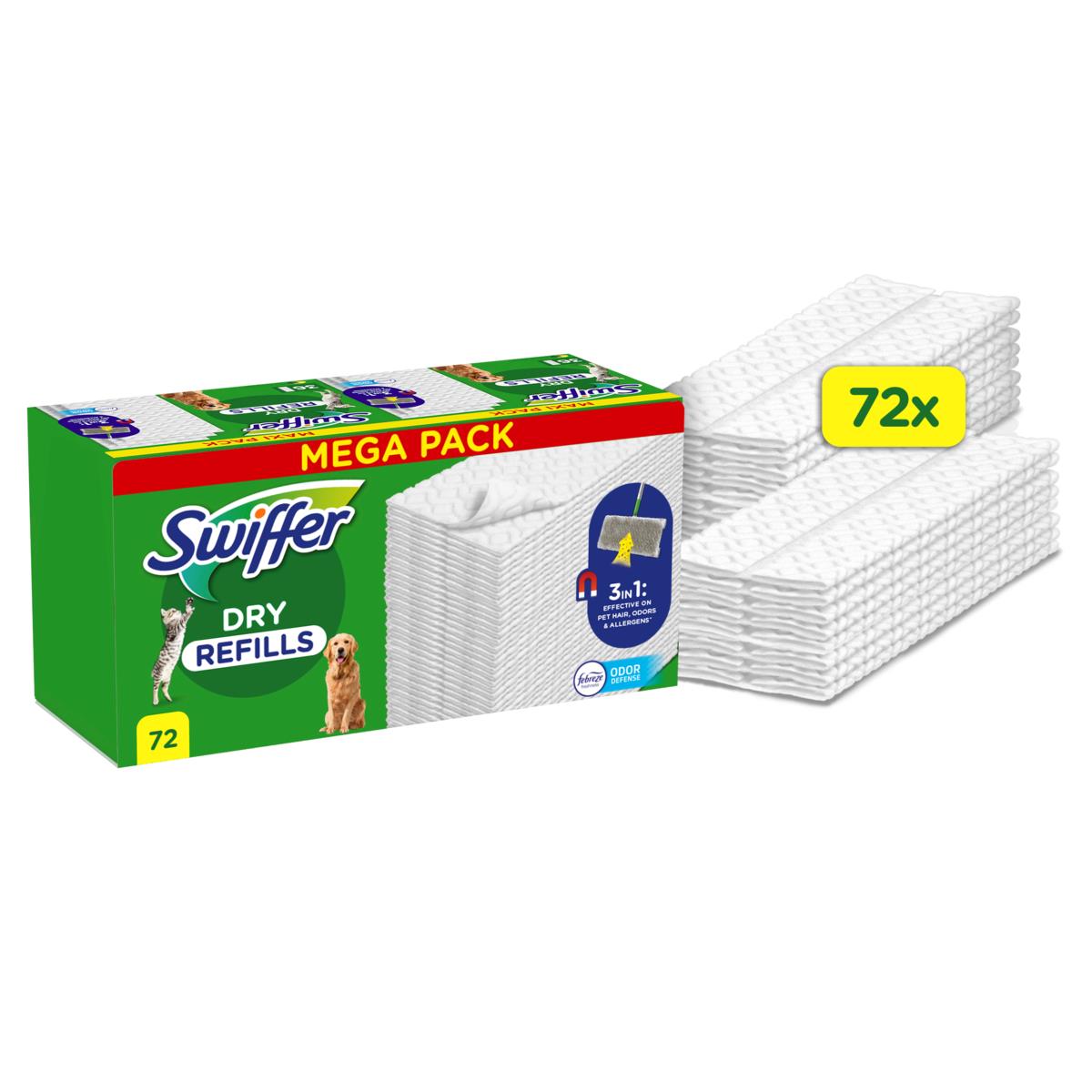 Swiffer Sweeper Dry Floor Pads Refills For Pets Traps & Locks Dust 72 ...