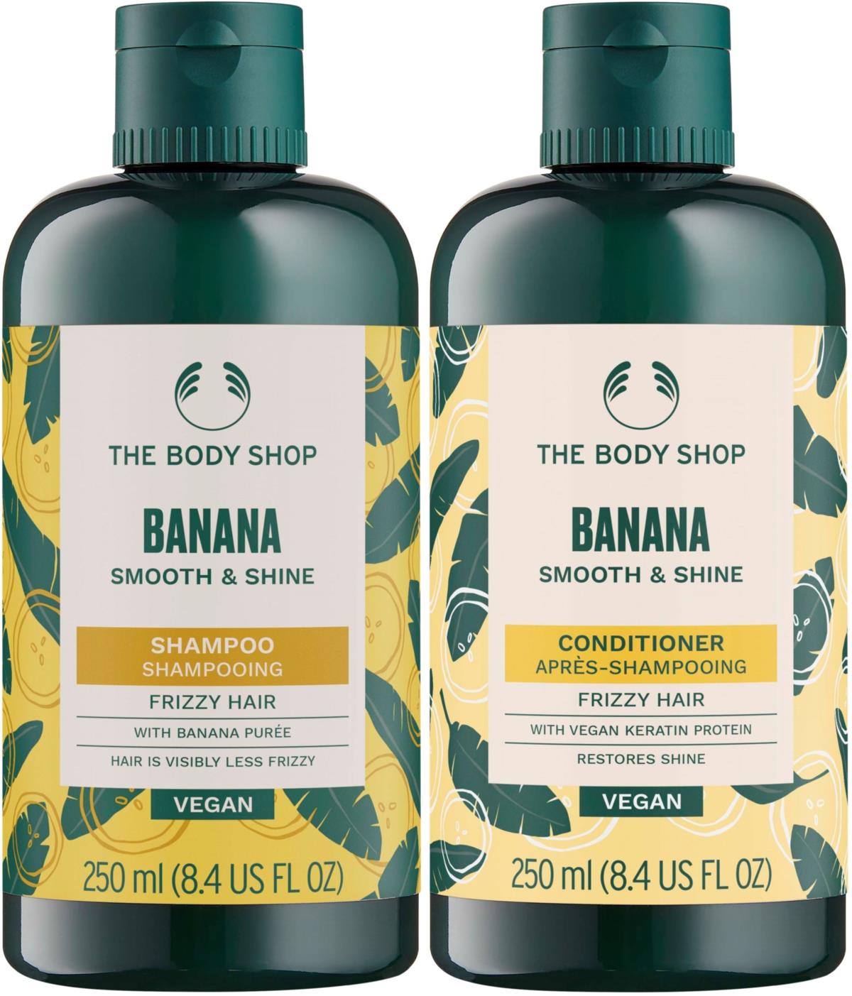 The Body Shop Banana Bundle Smooth & Shine Shampoo 250 ml & Conditioner ...