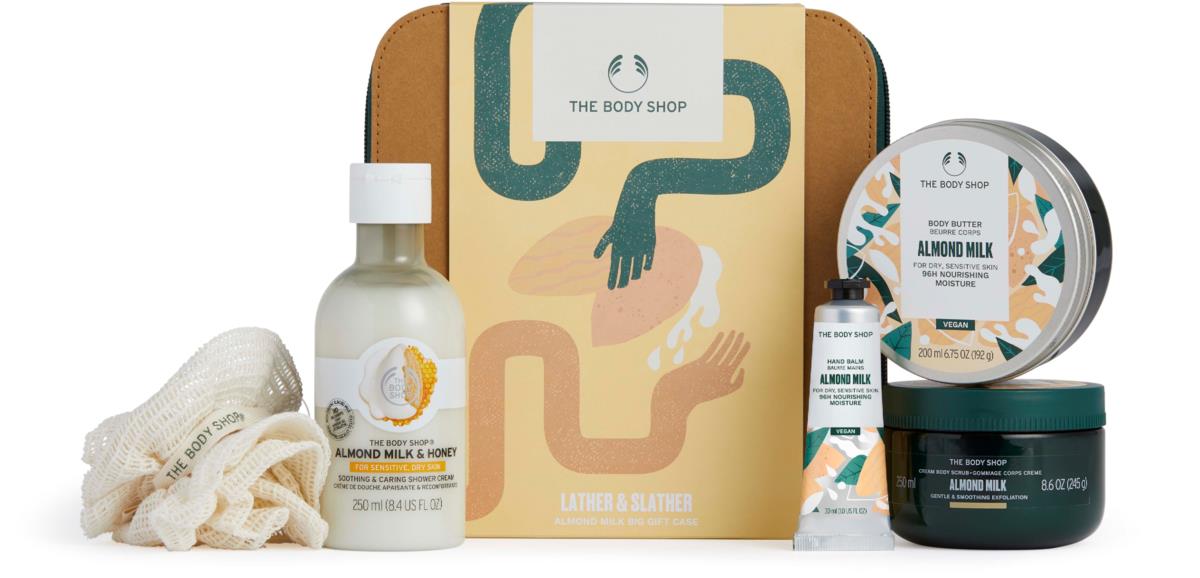 The Body Shop Almond Milk Lather & Slather Almond Milk Big Gift Case ...
