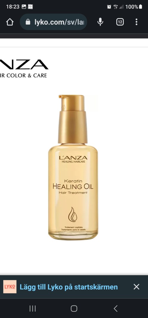Lanza Keratin Healing Oil Hair Treatment 100 ml | lyko.com
